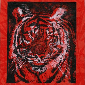 Hu, the Tiger, Linocut, 3rd in Chinese Zodiac, Black and White Animals ...
