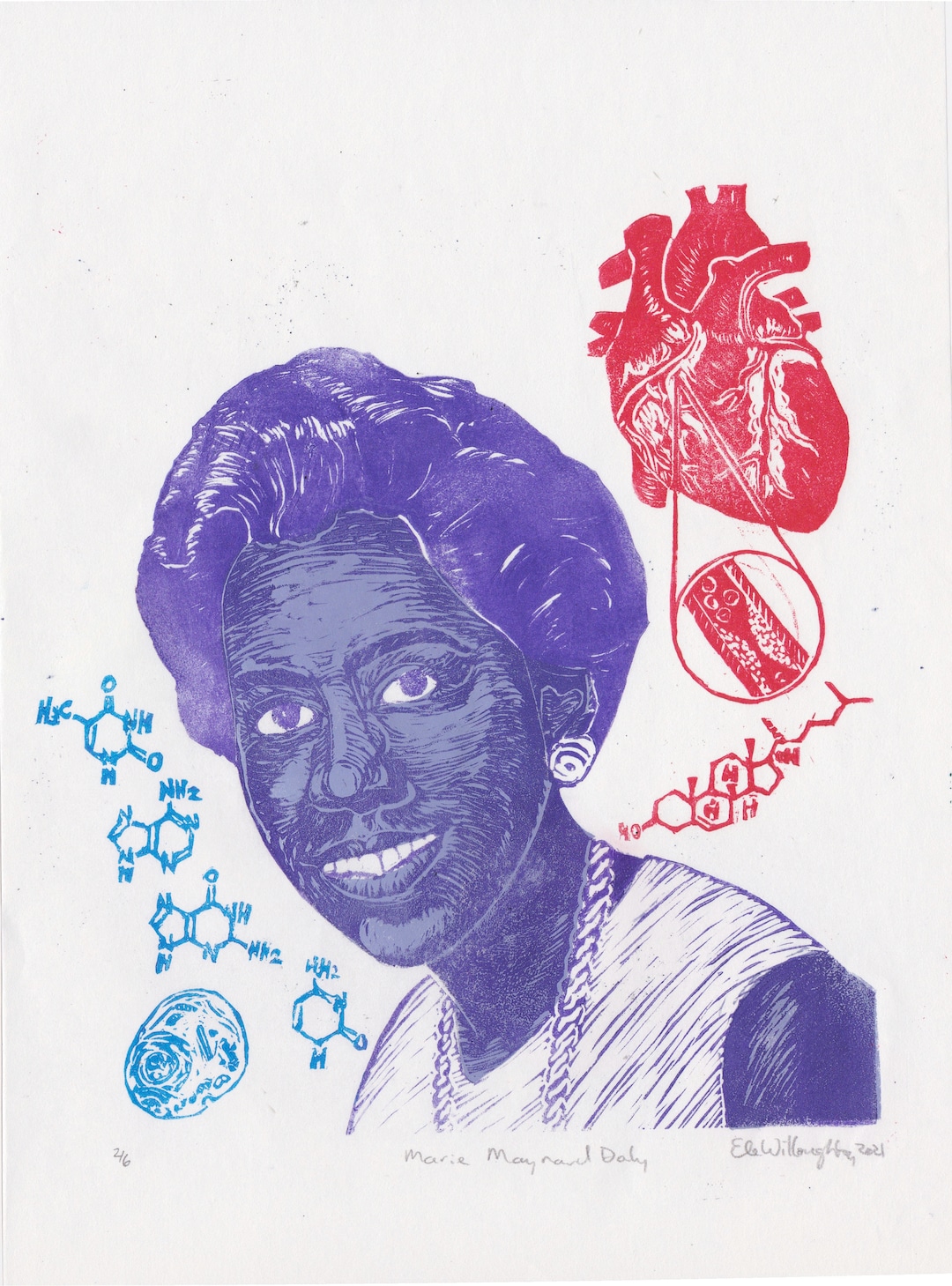 Marie Maynard Daly Lino Print: Biochemist Portrait, Heart Disease ...
