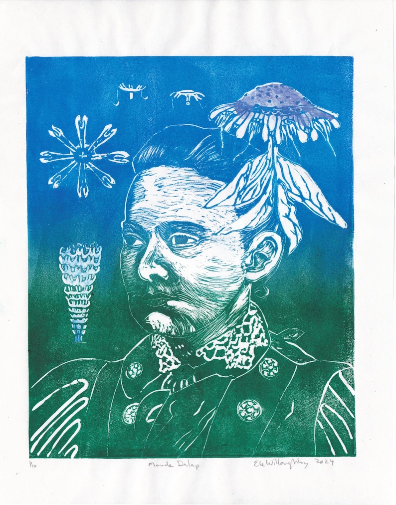 Lino Block Print of Marine Biologist, Conservationist and Author Rachel ...