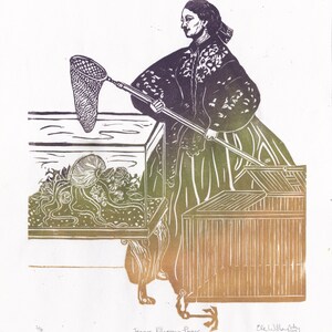 Lino Block Print of Jeanne Villepreux-power, Inventor of Aquariums ...
