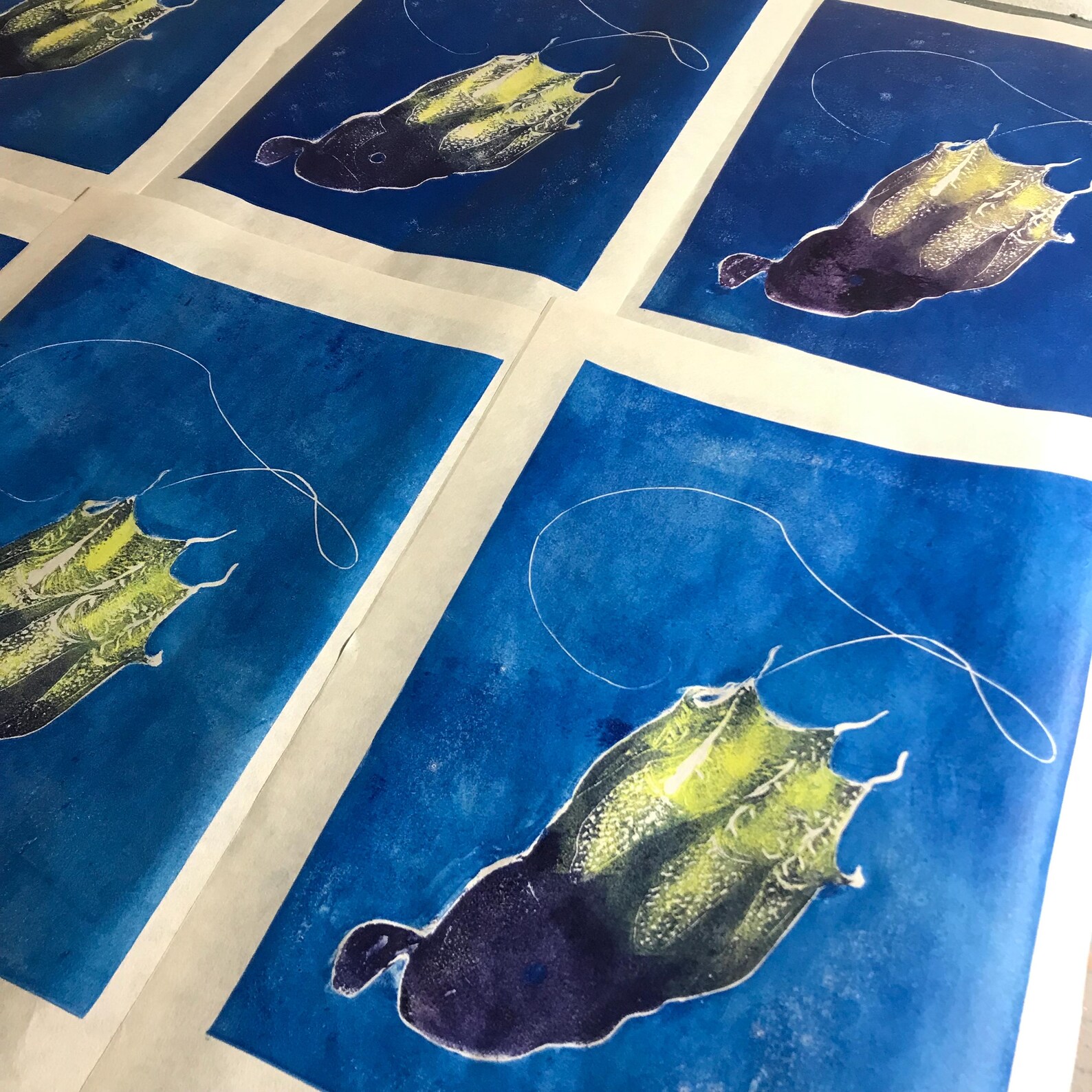 Vampire Squid Lino Block Print - Etsy