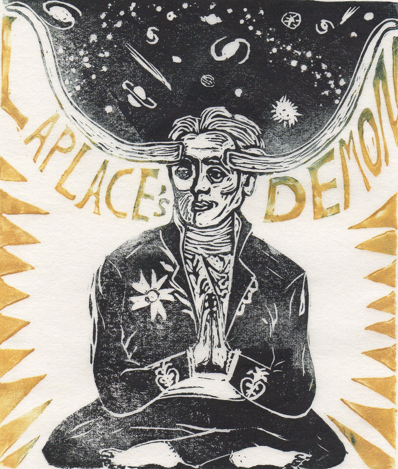 Laplace's Demon Linocut - History of Science, Imaginary Friend of ...