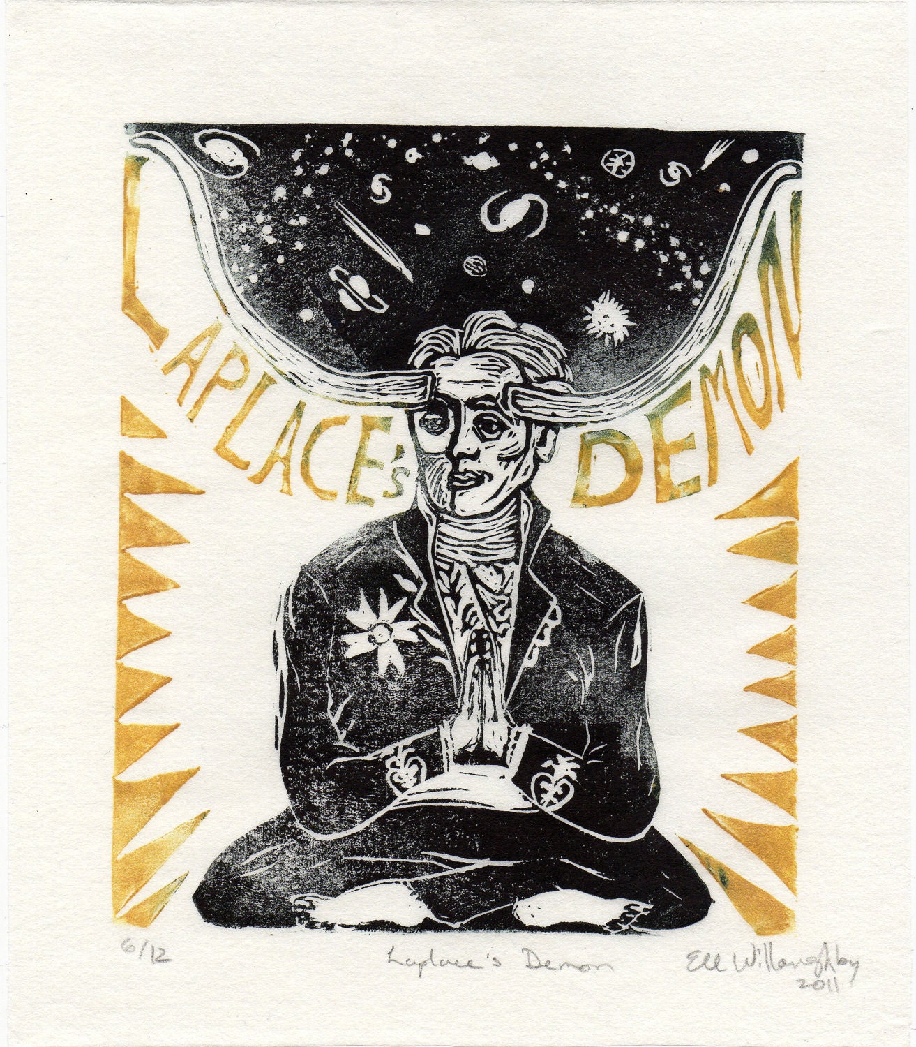 Laplace's Demon Linocut - History of Science, Imaginary Friend of ...