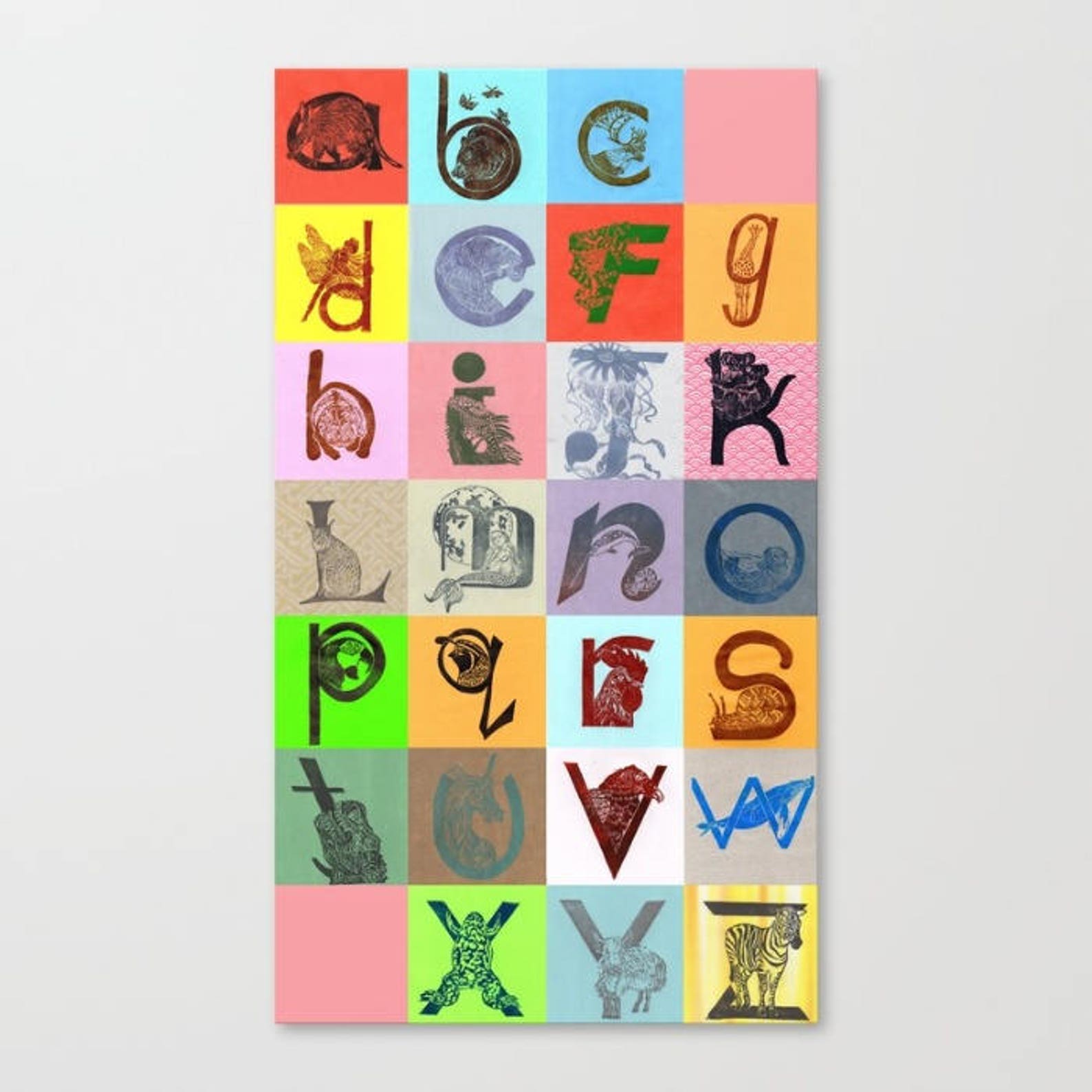 Giraffe G Monogram Print, Alphabet Typographic Lino Block Print - Etsy