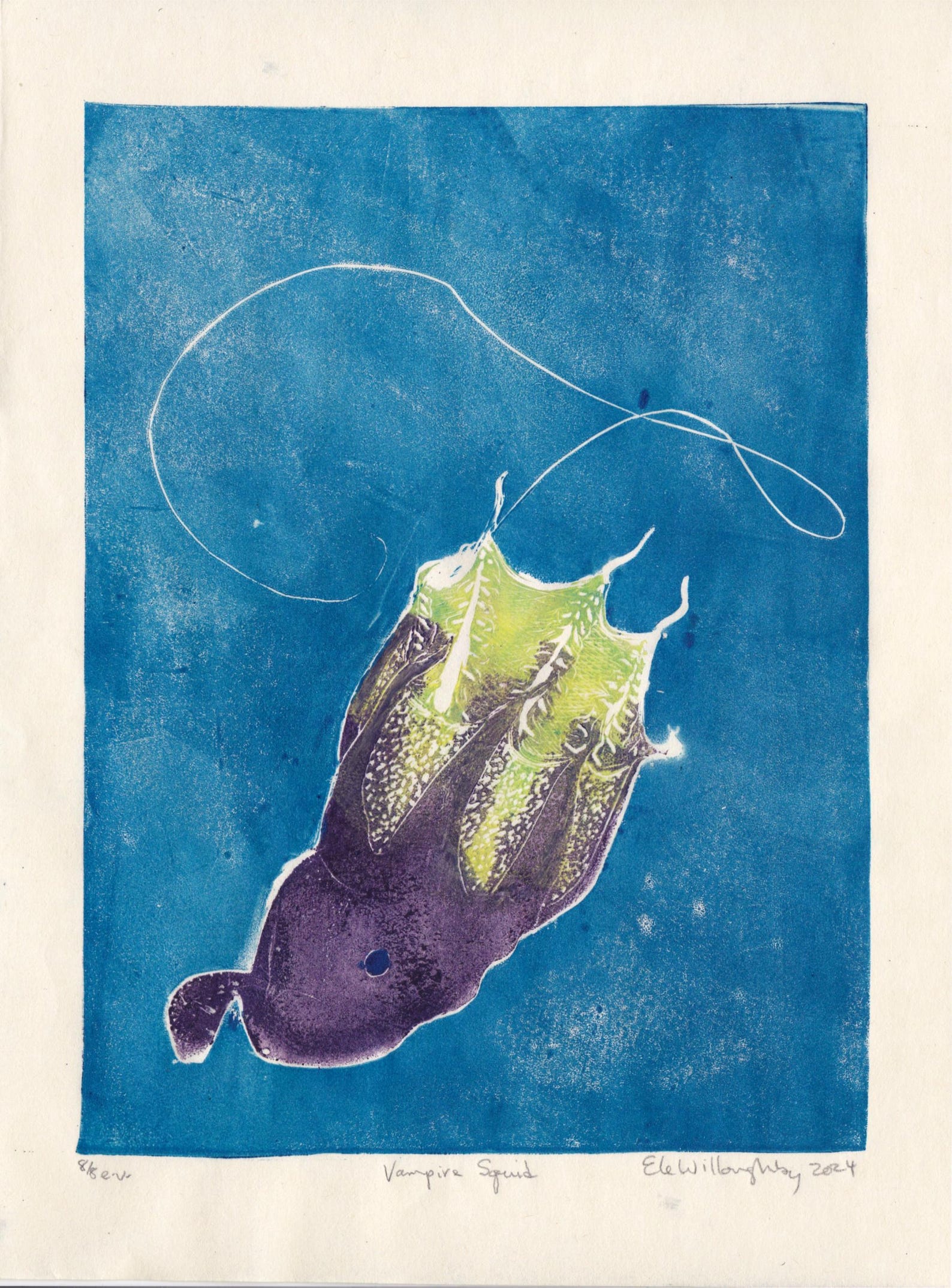 Vampire Squid Lino Block Print - Etsy