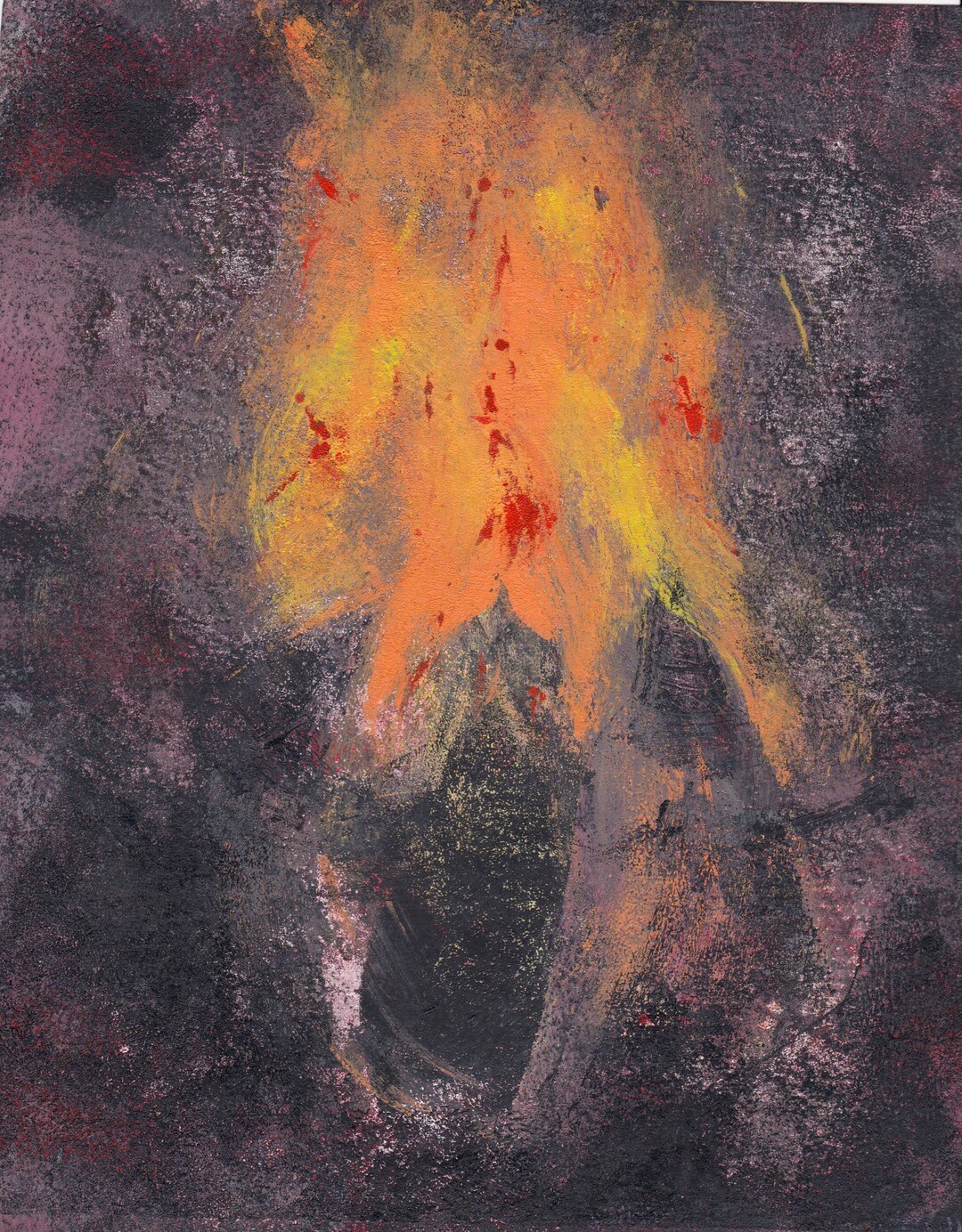Walpurgisnacht Bonfire Monoprint - One of a Kind Original Gel Plate ...