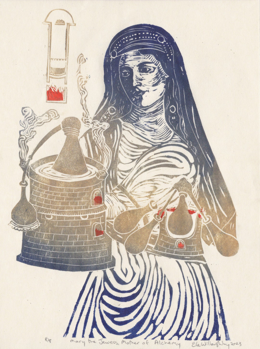 Linogravure de Marie la Juive ou Maria Hebraea ou Maria Prophetissa est ...