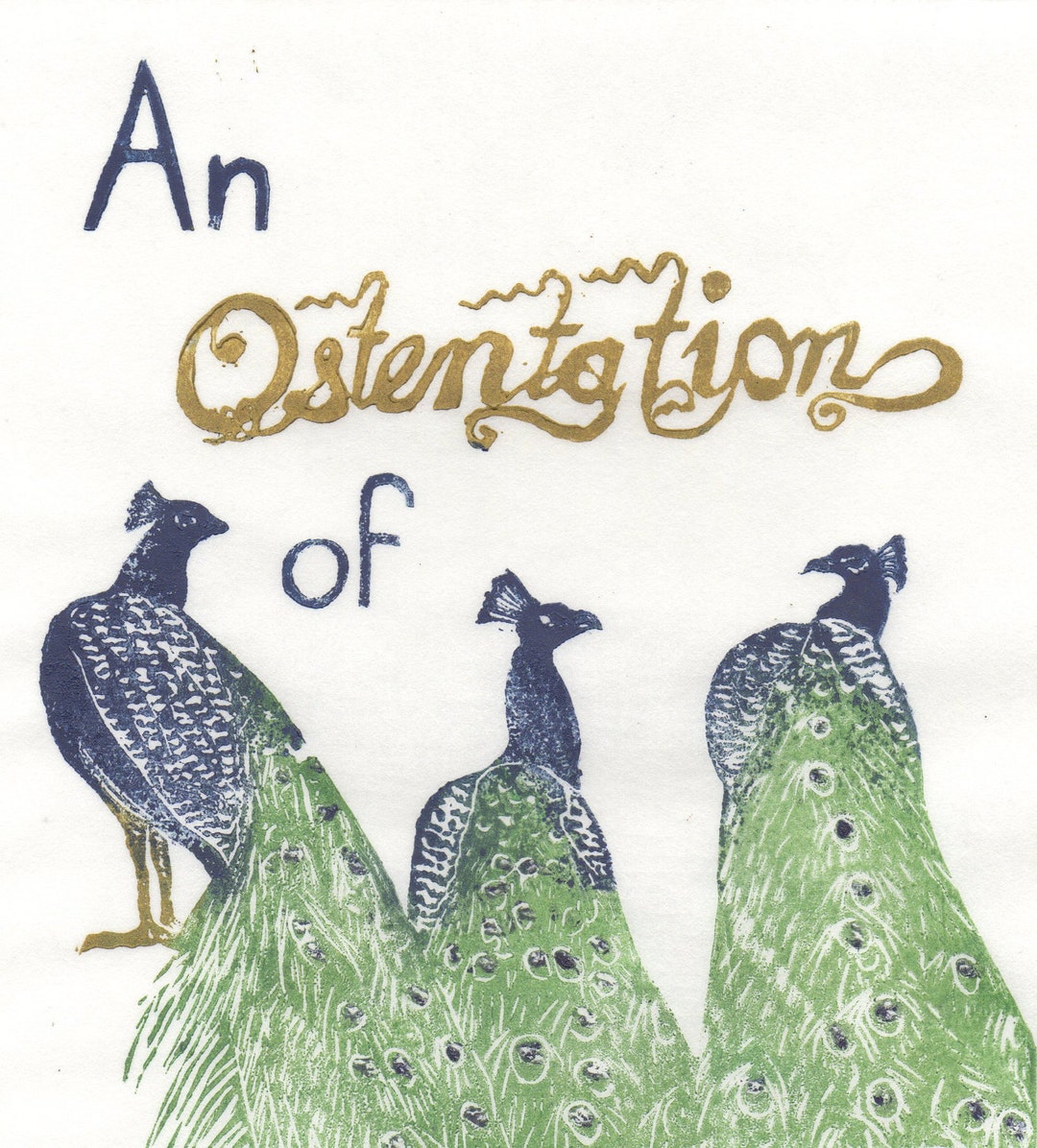 An Ostentation of Peacocks Linocut Print: Metallic Ink, Terms of Venery ...