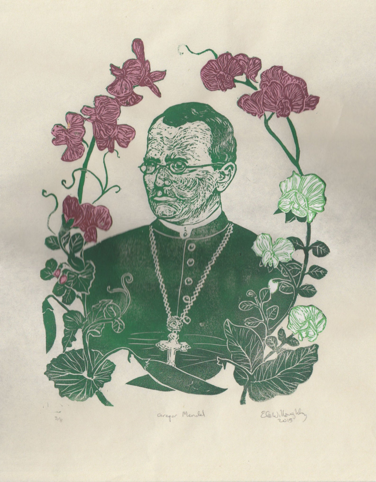 Gregor Mendel with his Pea Plants Portrait Founder of Modern | Etsy