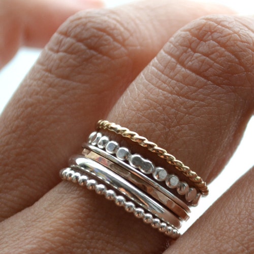 12 Stacking Rings 14k Gold Filled and Silver Bandsstackable - Etsy