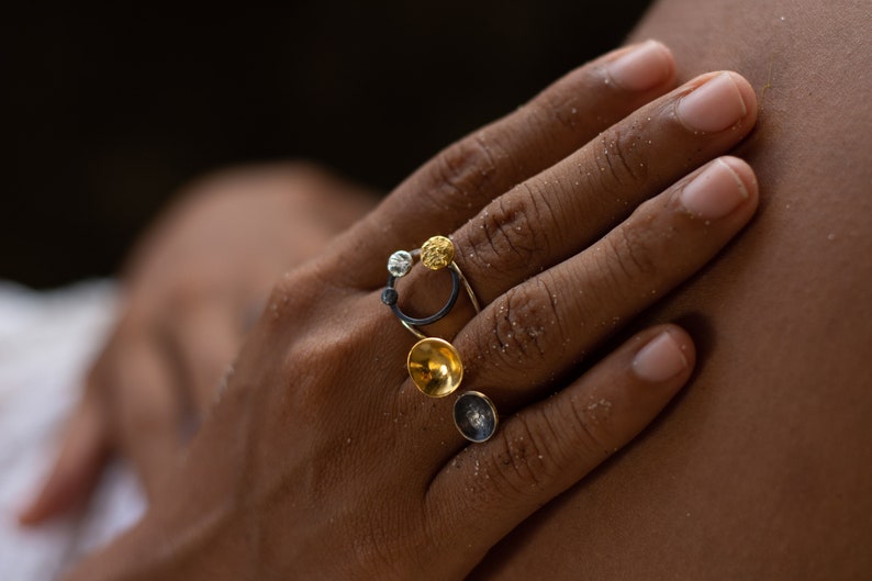 Moon Phases Gold Plated Silver Ring Reticulated Organic Ring - Etsy