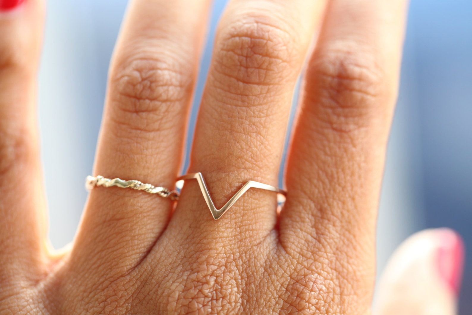 Gold Triangle Geometric Ring Vermeil Gold 22k Over Silver - Etsy