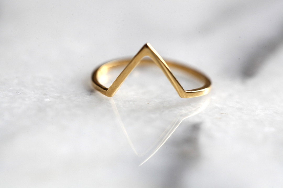 Gold Triangle Geometric Ring Vermeil Gold 22k Over Silver - Etsy