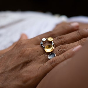Moon Phases Gold Plated Silver Ring Reticulated Organic Ring - Etsy