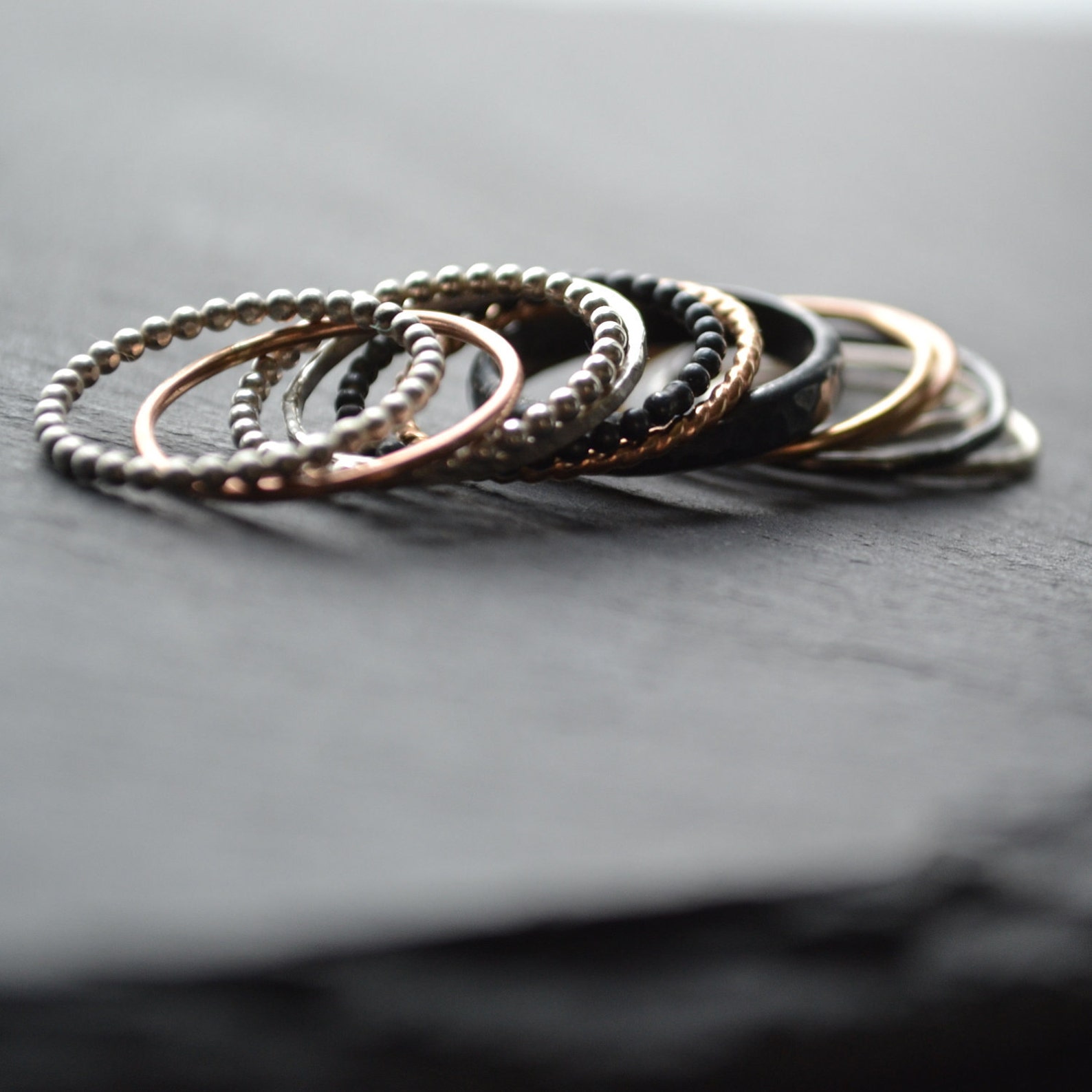 12 Stacking Rings 14k Gold Filled and Silver Bandsstackable - Etsy