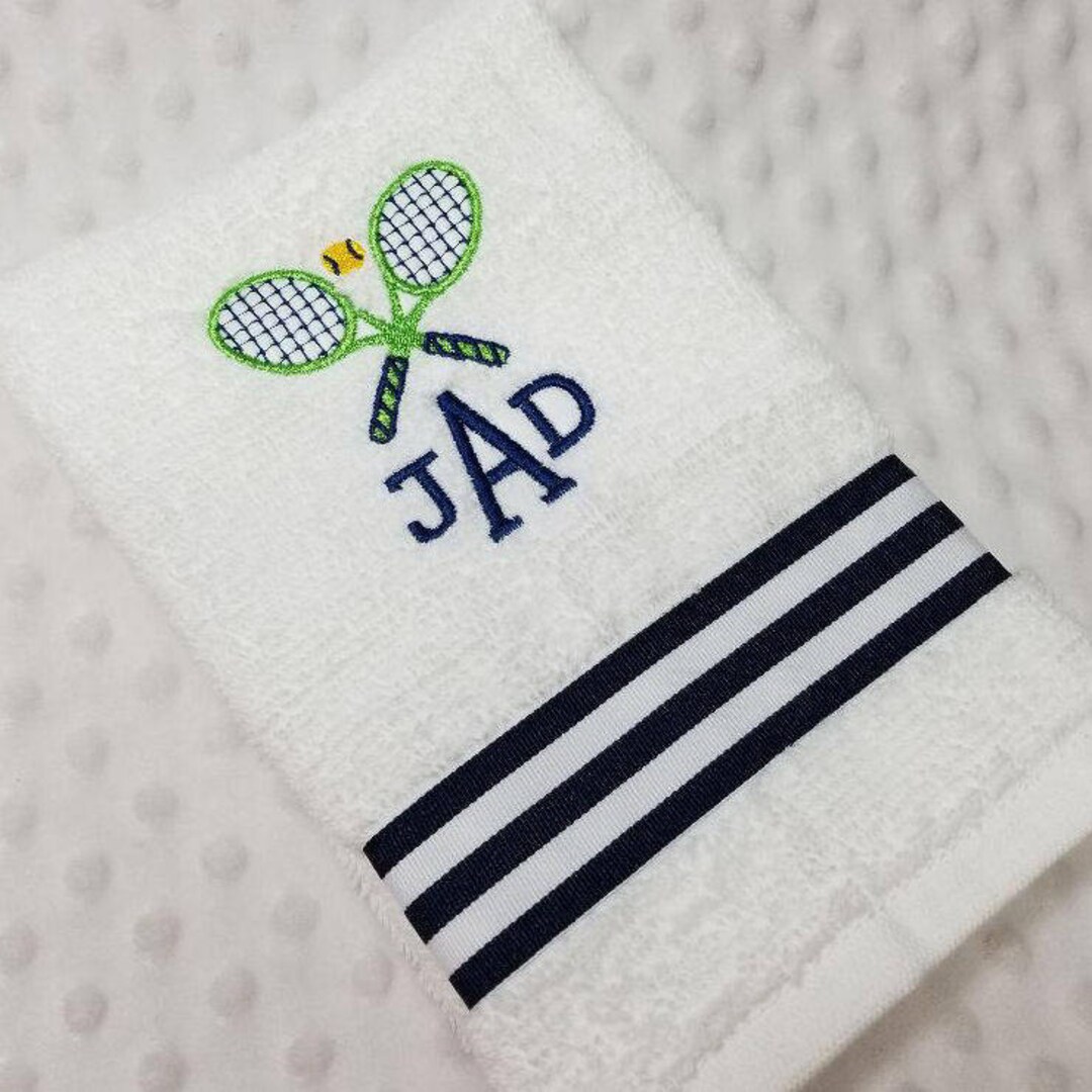 Tennis Towel Embroidered Sweat Towel Crossed Racket Personalized Team ...
