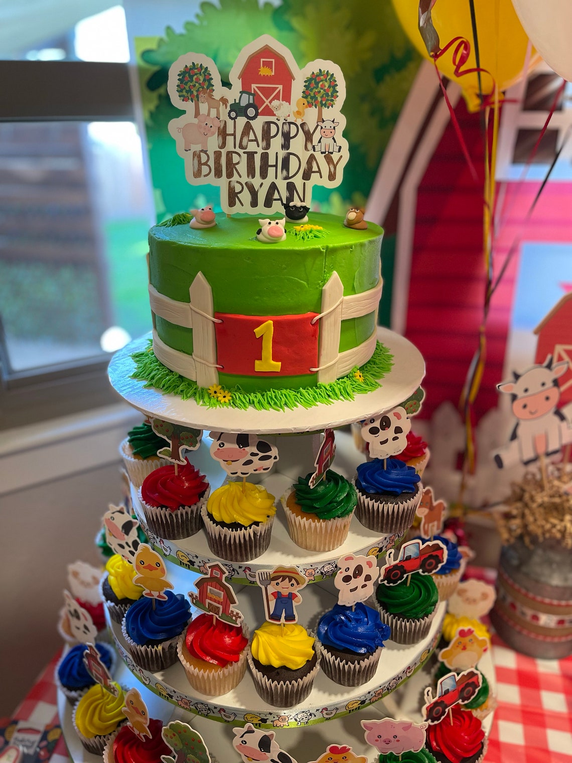 Farm Cake Topper, Farm One Cake Topper, Farm Birthday Decor, Barn Cake ...