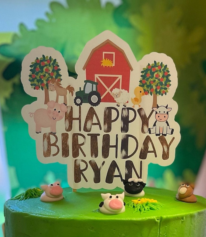 Farm Cake Topper, Farm One Cake Topper, Farm Birthday Decor, Barn Cake ...
