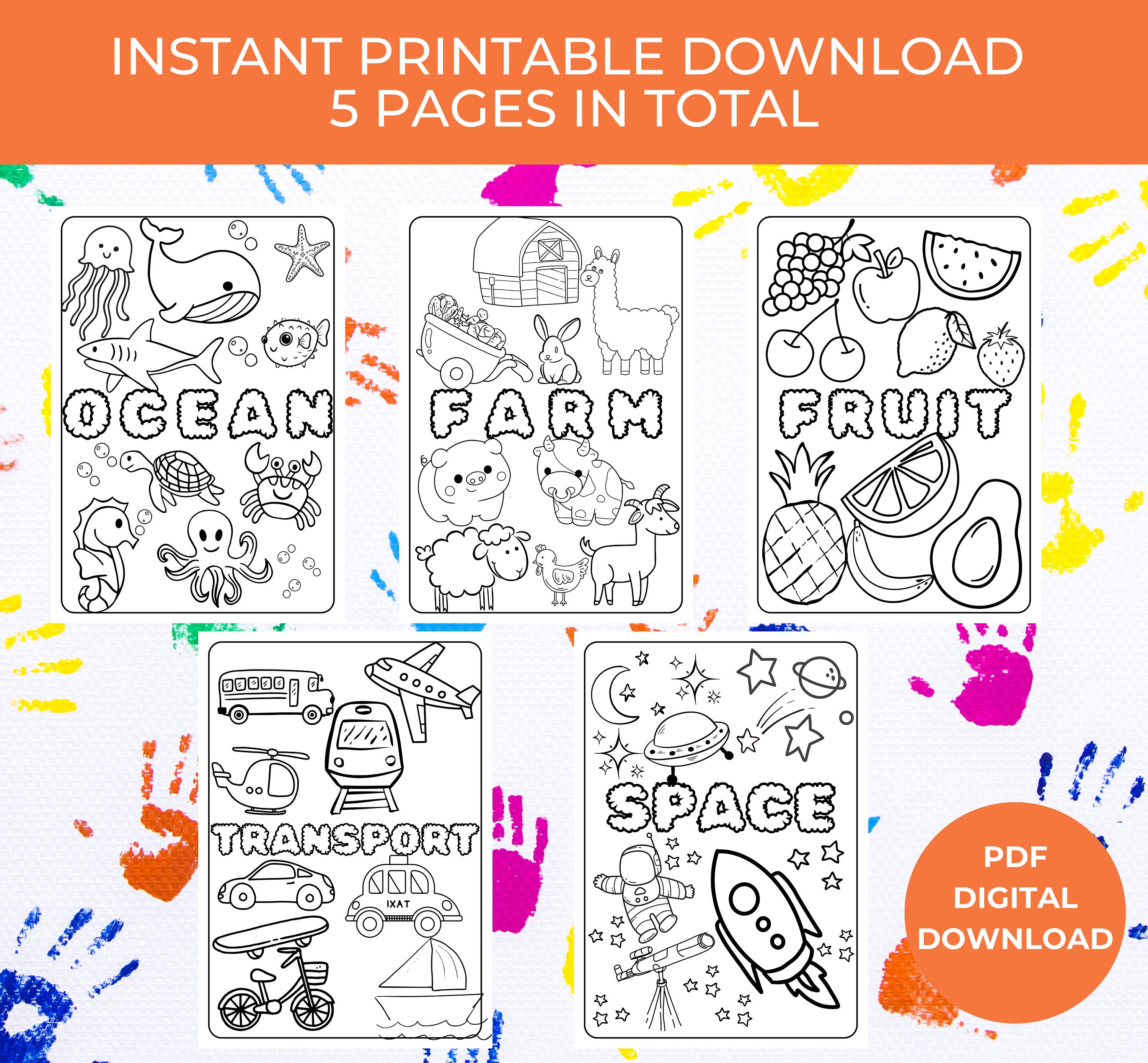 Themed Coloring Pages Kids Preschool Coloring Sheets Homeschool ...