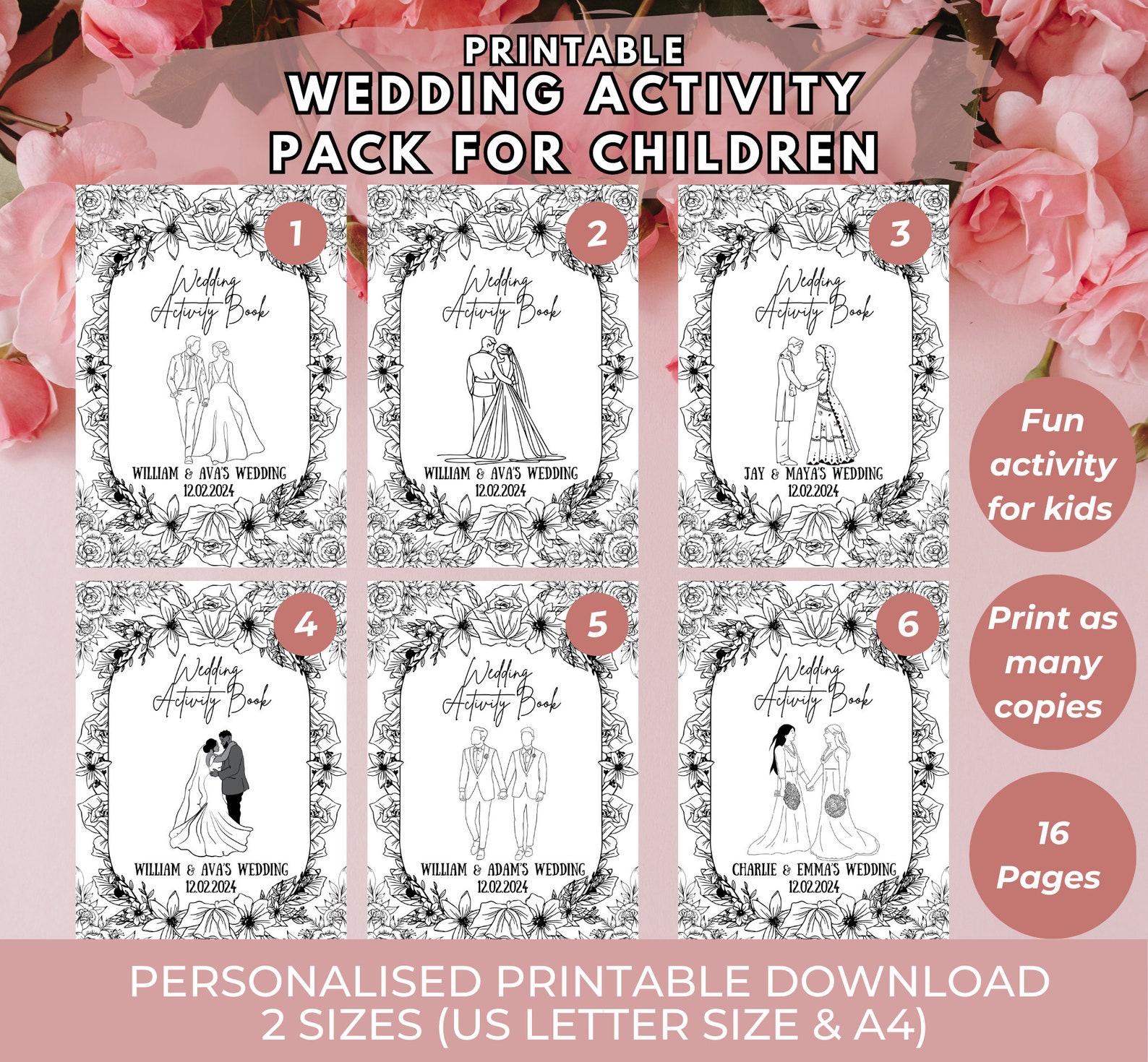 Wedding Activity Pack Children Wedding Activity Book for Wedding Tables ...