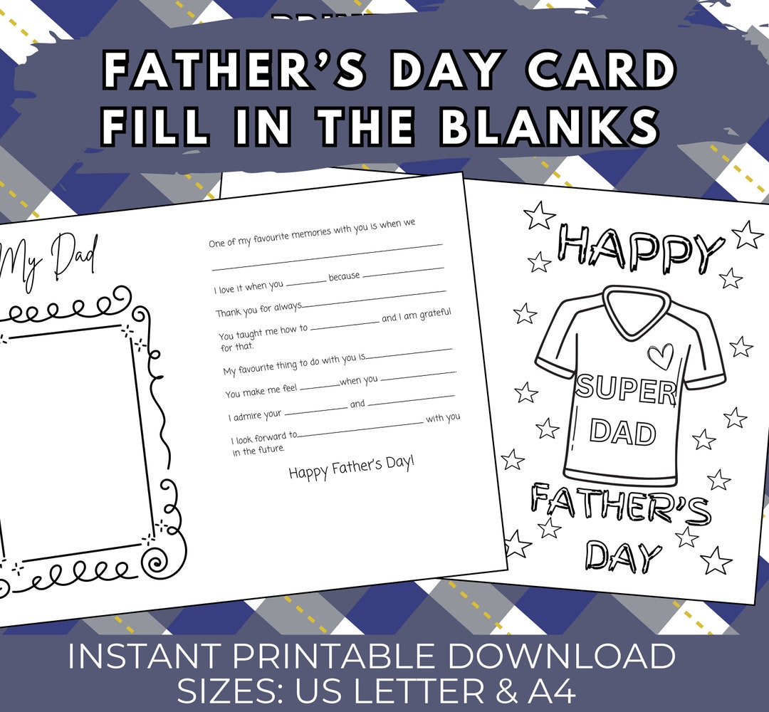 Happy Fathers Day Card Craft for Kids Fill in the Blanks Diy All About ...