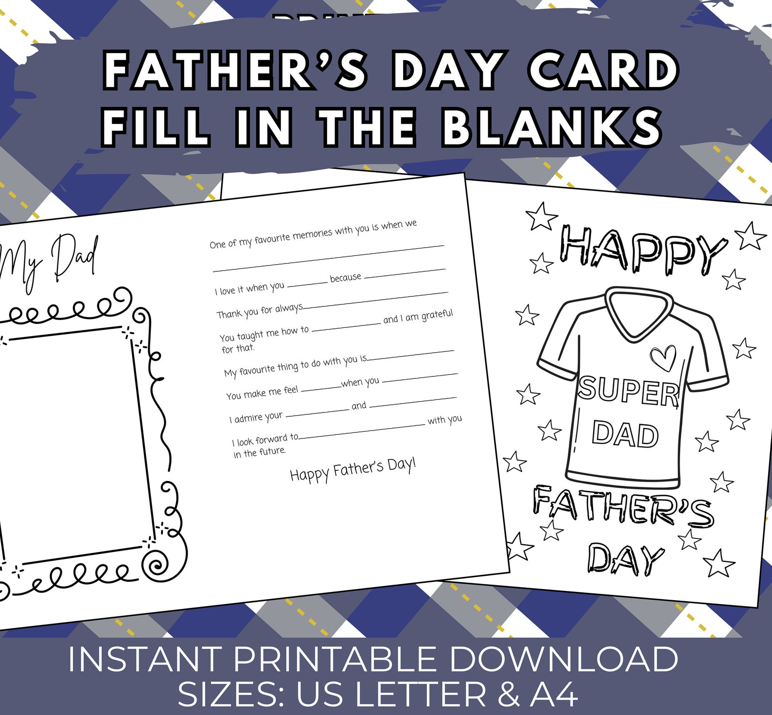 Happy Fathers Day Card Craft for Kids Fill in the Blanks Diy All About ...