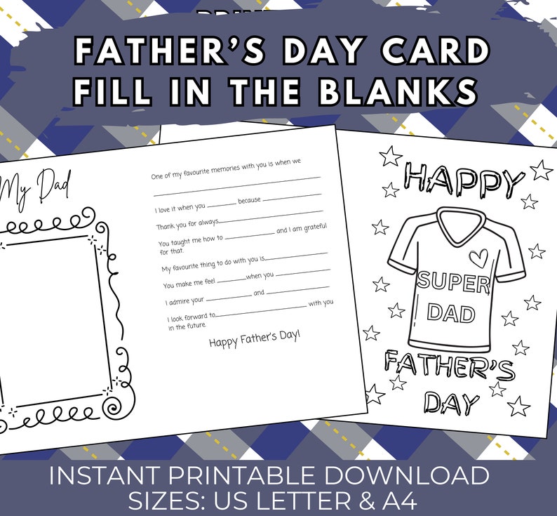 Happy Fathers Day Card Craft for Kids Fill in the Blanks Diy All About ...