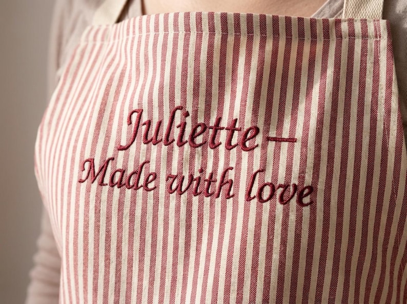 Personalized Couples Pinstripe Apron Set, Custom Embroidered Name Apron ...