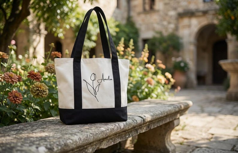 Personalized Sailboat Tote Bag With Zipper, Embroidered Monogram Tote ...