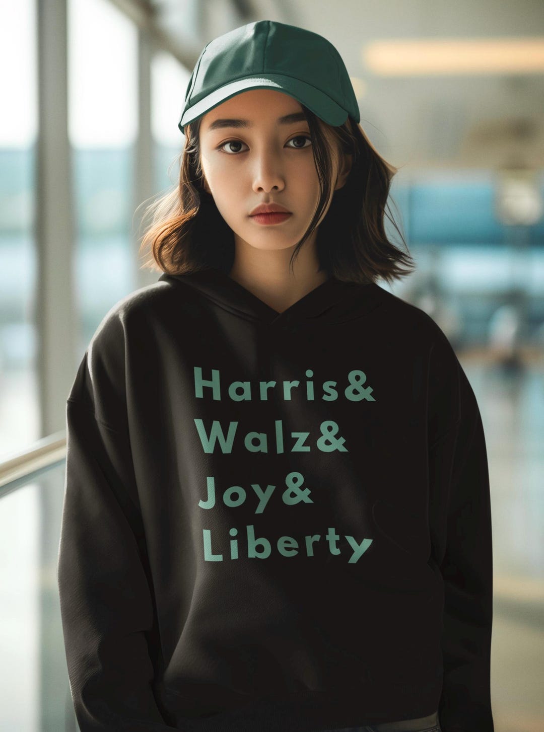 Harris and Walz and Joy and Liberty Unisex Lightweight Hooded ...