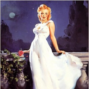 ELVGREN DREAM GIRL 8x11 Glamour Girl Pinup in the Moon Light Romantic ...