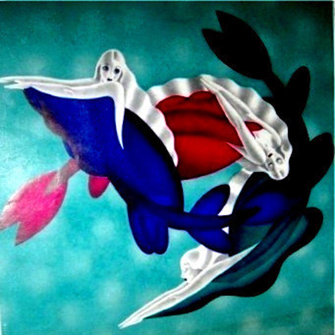 Sale 18x12 MERMAID DECO Pinup Unusual RARE Pin-up Modern Art Mid ...