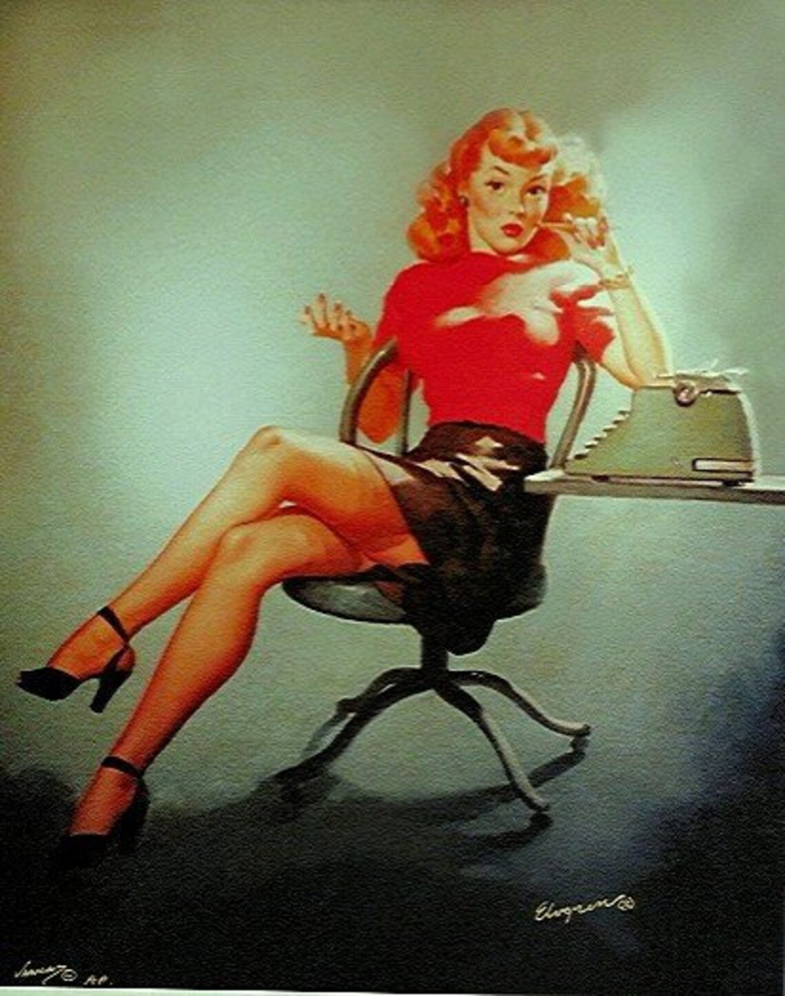 Gil Elvgren Pin Ups Mad Men Office 8x11 Signed Office Pinup Etsy
