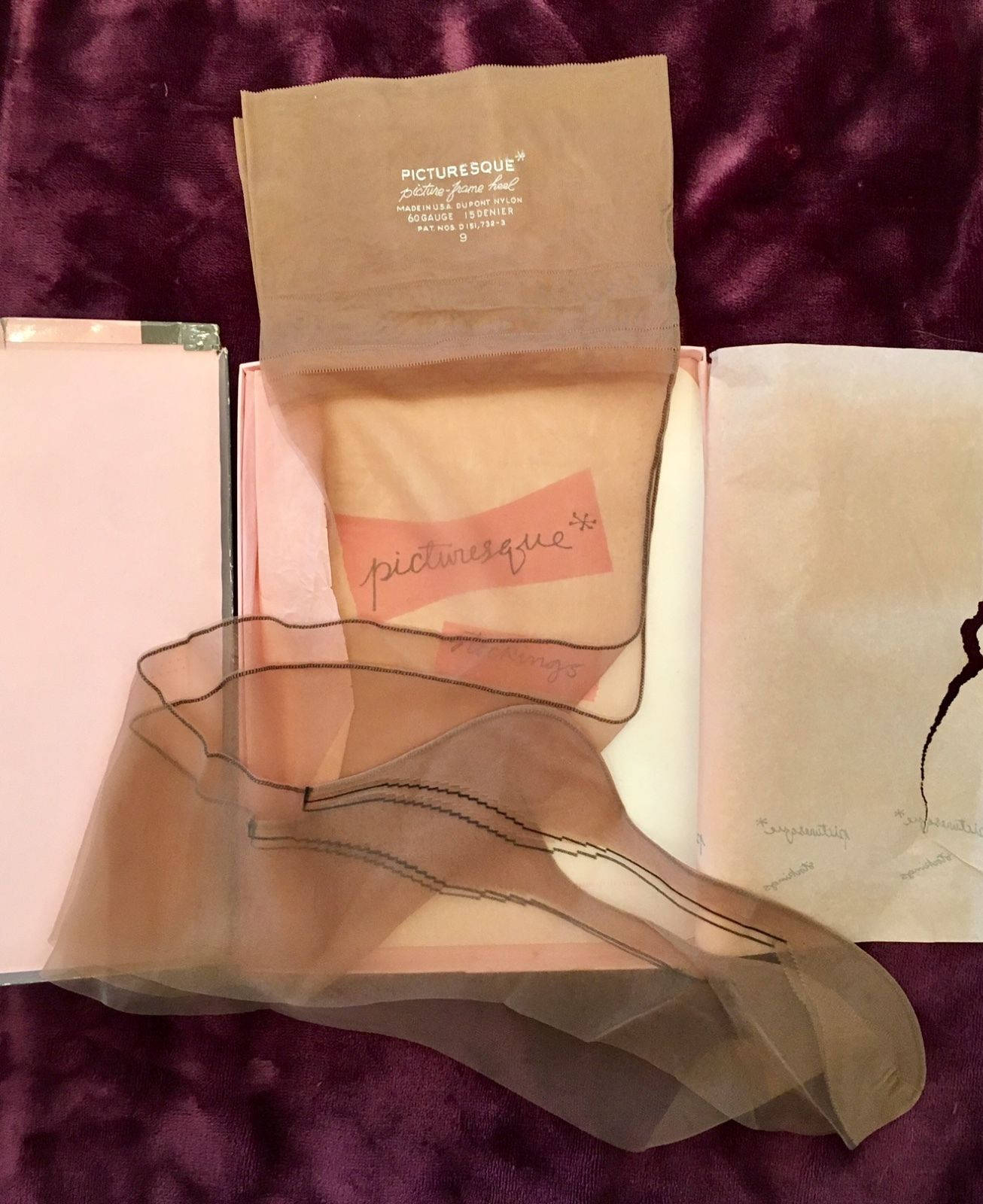 PICTURESQUE FANCY PATTERN Vintage Stockings Seams Pin-Up Full Fashioned ...