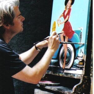 ELVGREN STEPPING OUT. Pinups . Hot Rod Convertible Pin-up . up Skirt Leg Show Calendar Garage ...