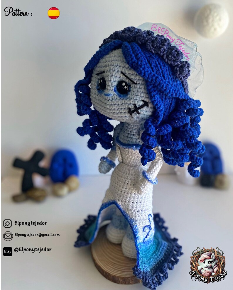 Crochet Amigurumi Pattern Emily the Corpse Bride in Spanish - Etsy