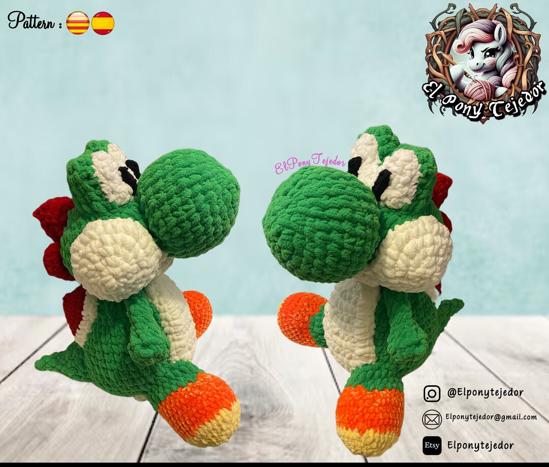 Amigurumi Yoshi Crochet Pattern, in Catalan and Spanish // Amigurumi ...