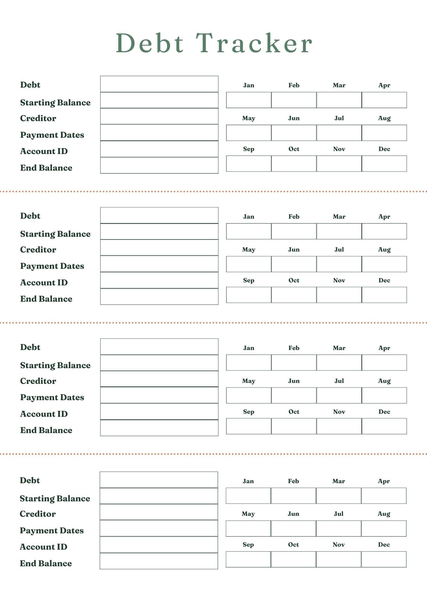 Debt Tracker Printable, Visual Debt Tracker Printable, Student Loan ...