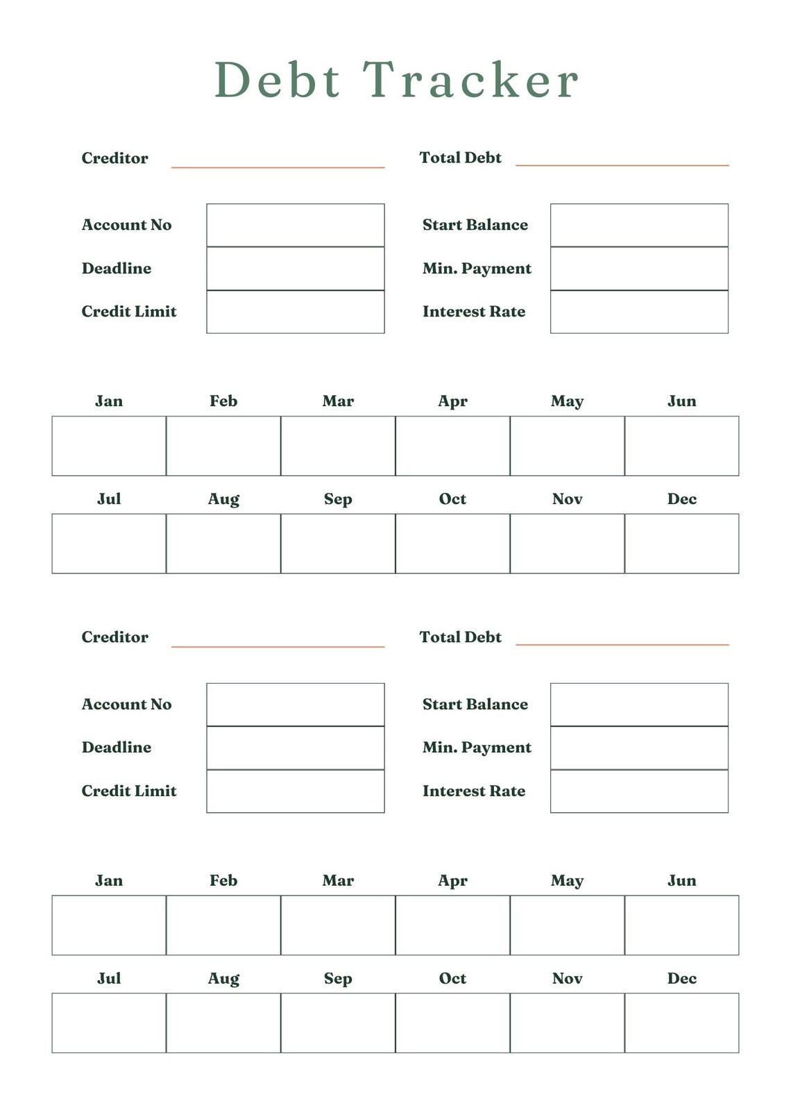 Debt Tracker Printable, Visual Debt Tracker Printable, Student Loan ...
