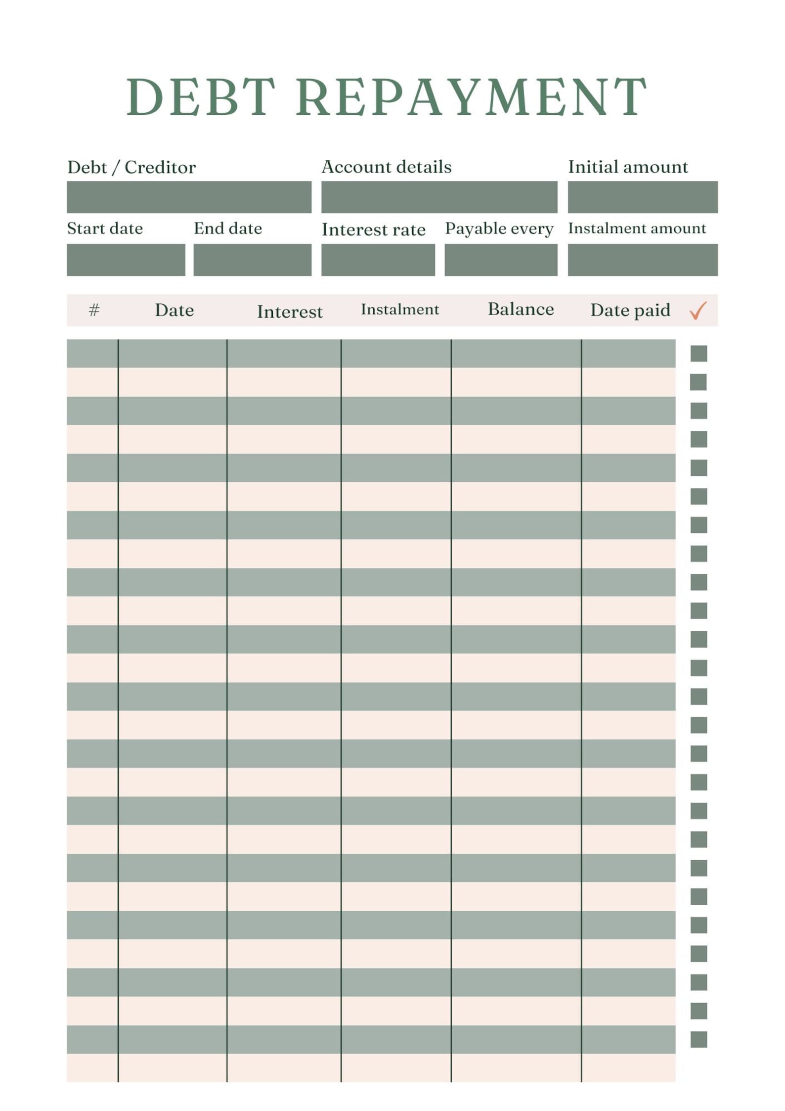 Debt Tracker Printable, Visual Debt Tracker Printable, Student Loan ...