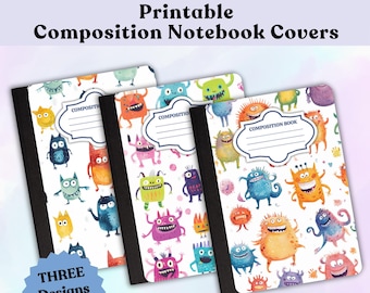 PRINTABLE Rainbow Swirly Stars Set of 3 Composition Notebook Covers ...