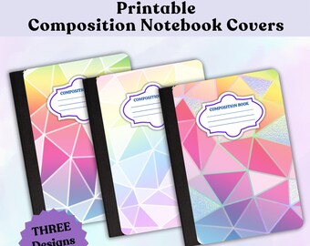 PRINTABLE Rainbow Swirly Stars Set of 3 Composition Notebook Covers ...