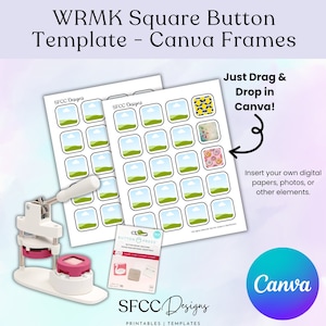 WRMK Square Button Press Editable Canva Template | 1.25 Inch Square ...