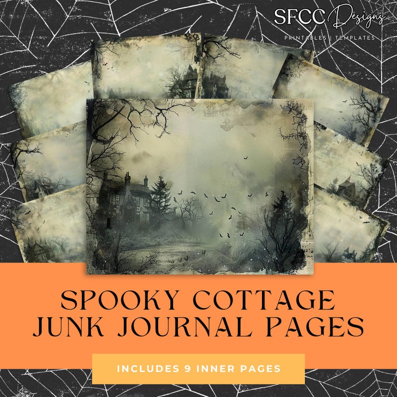 PRINTABLE Halloween Spooky Cottage Junk Journal Pages, Haunted House ...