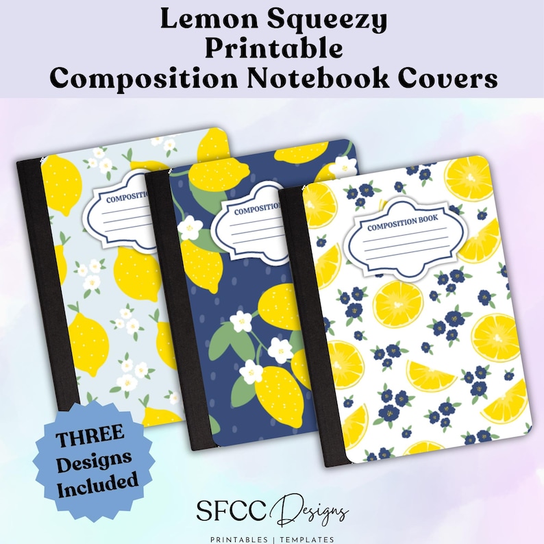 PRINTABLE Lemon Squeezy Set of 3 Composition Notebook Covers, Wraps ...