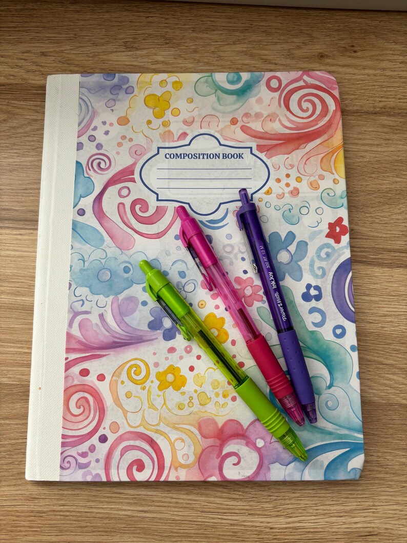 PRINTABLE Rainbow Swirly Stars Set of 3 Composition Notebook Covers ...