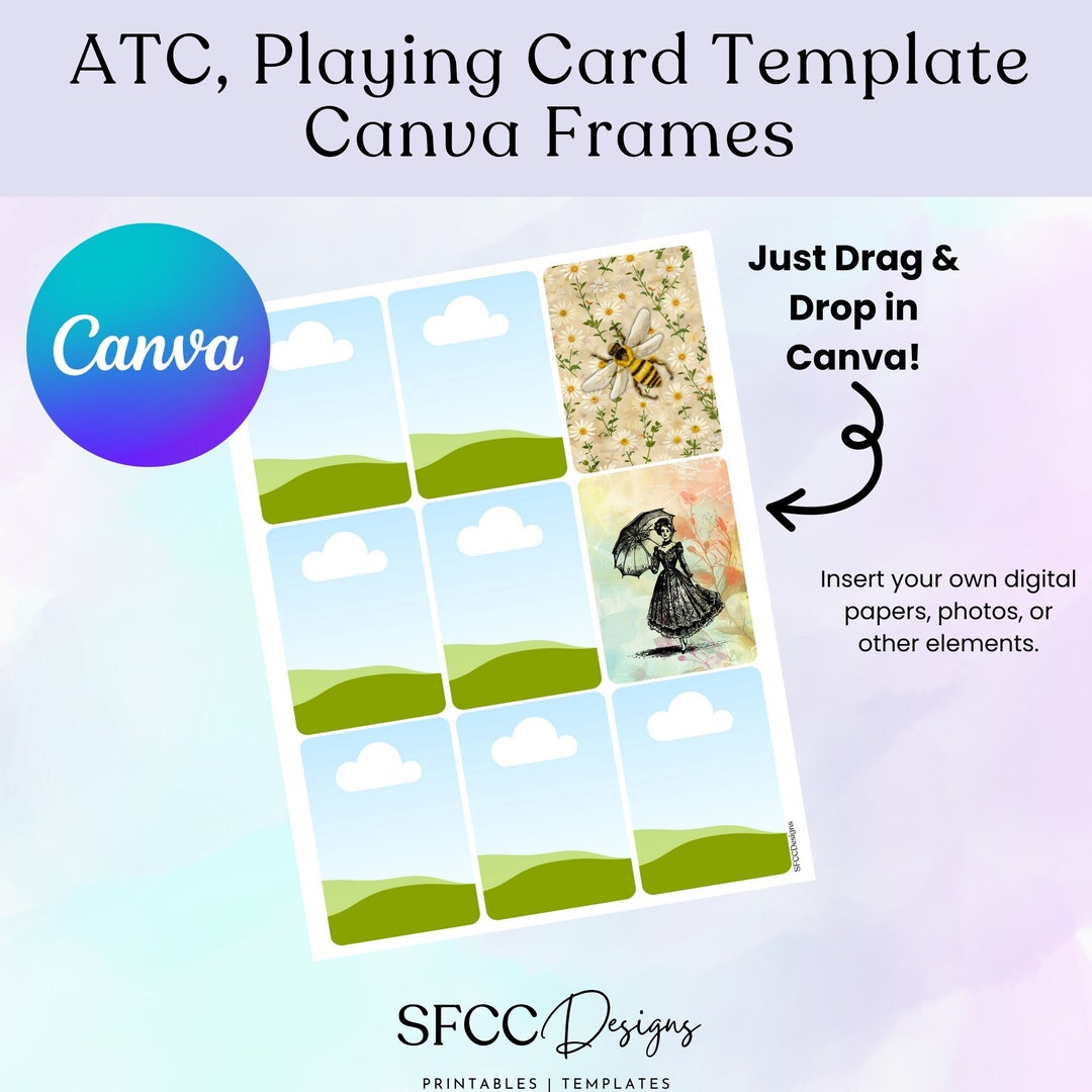 ATC or Playing Card Editable Canva Template | 2.5x3.5 Inch | Drag and ...
