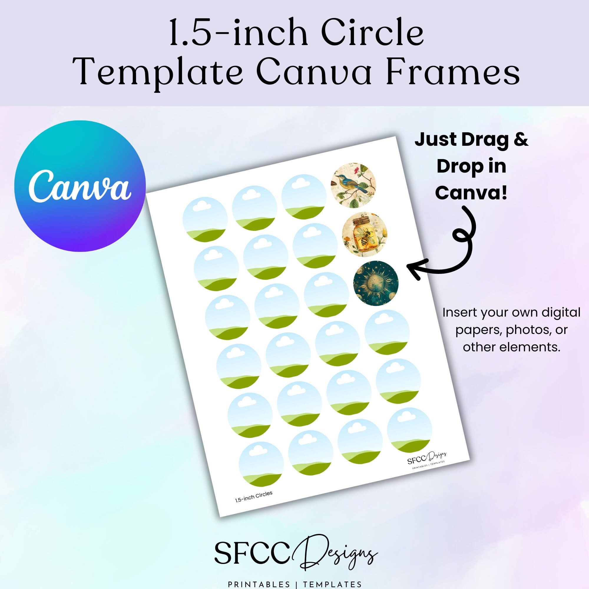 1.5 Inch Round Editable Canva Template | Jewelry Making, Junk Journal ...