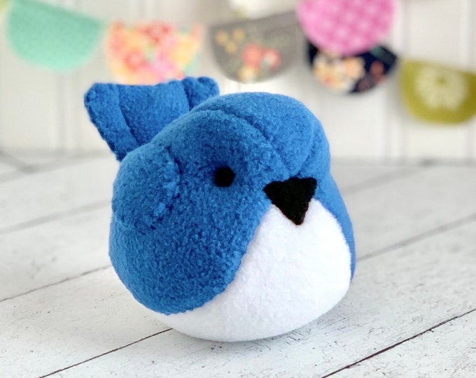 Blue Fleece Bird Handmade Stuffed Animal Plush Bird Bluebird Stuffed ...