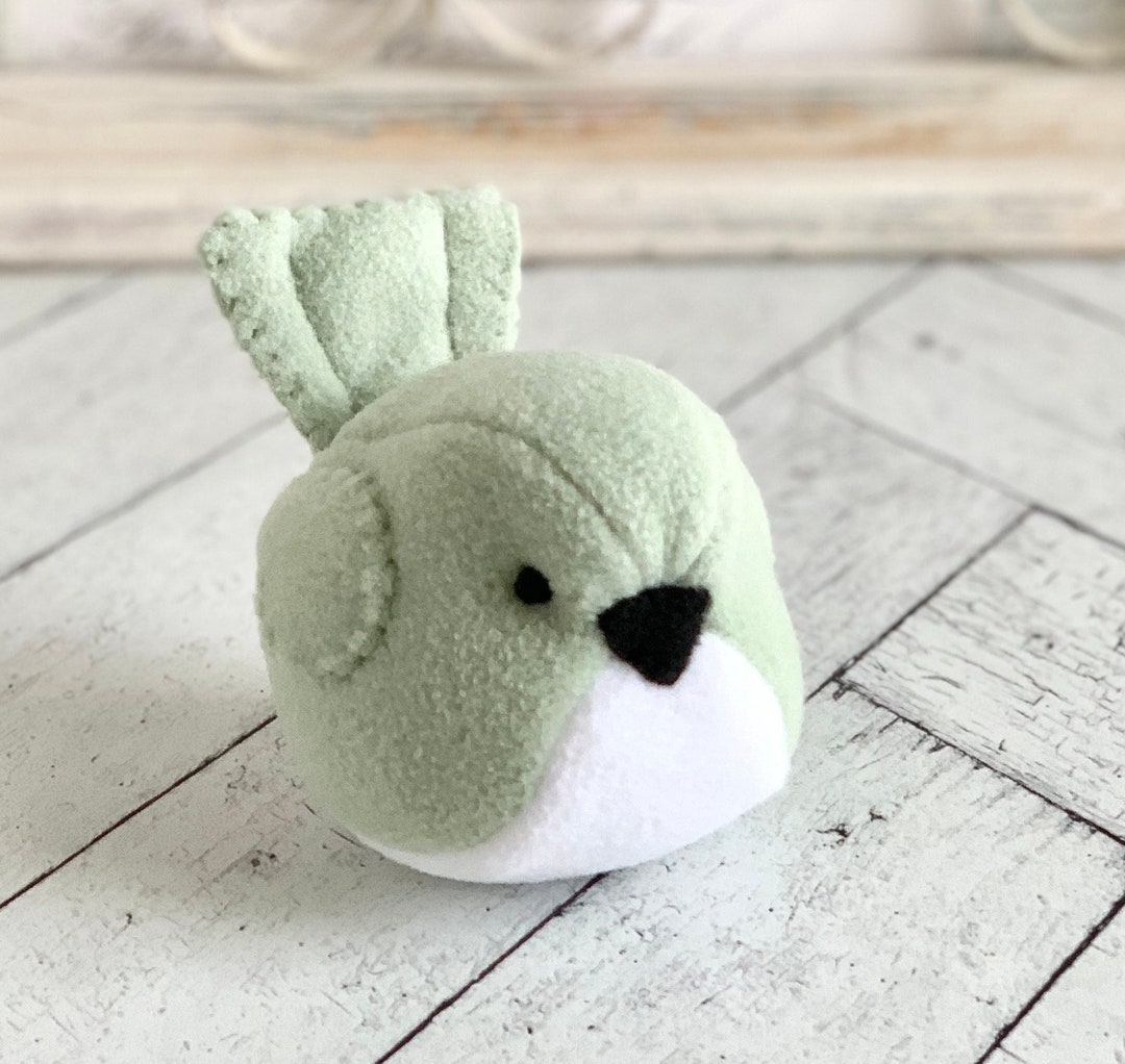 Soft Light Sage Green Plush Bird Handmade Bird Stuffed Animal Plush ...